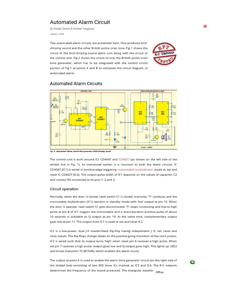 Alarm Circuit | PDF | Analog Circuits | Electrical Engineering