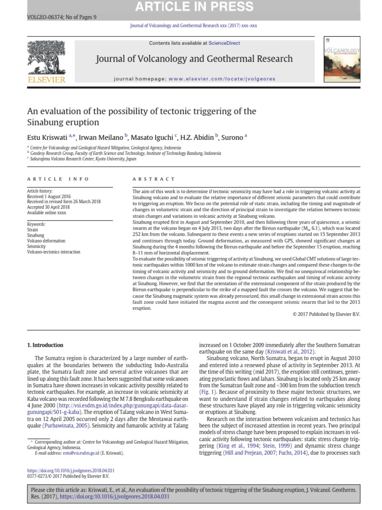 Journal of Volcanology and Geothermal Research: Estu Kriswati Irwan ...