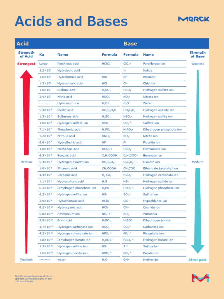 Acids and Bases Chart MK | PDF | Acid | Sulfuric Acid
