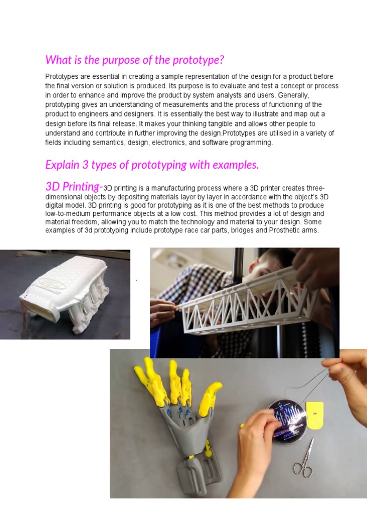 What Is The Purpose of The Prototype? | PDF | Prototype | 3 D Printing