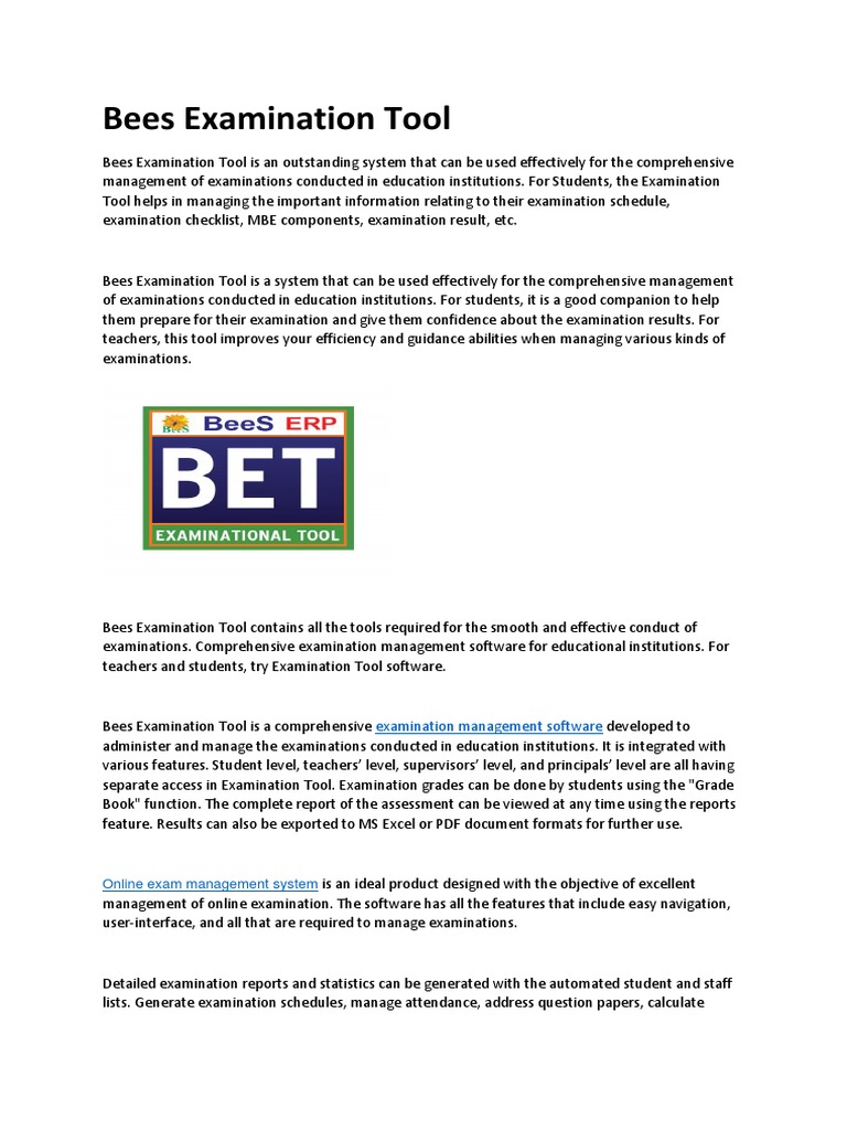 Bees Examination Tool | PDF | Test (Assessment) | Software