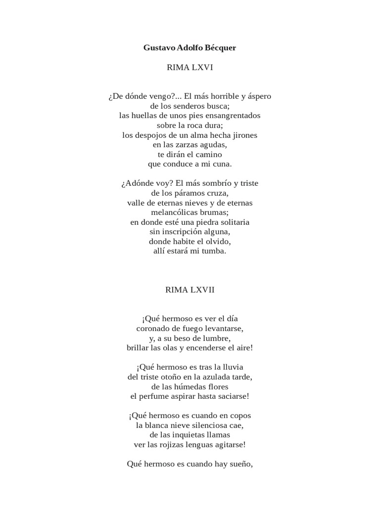 Rima LXVI Bécquer | PDF | Naturaleza