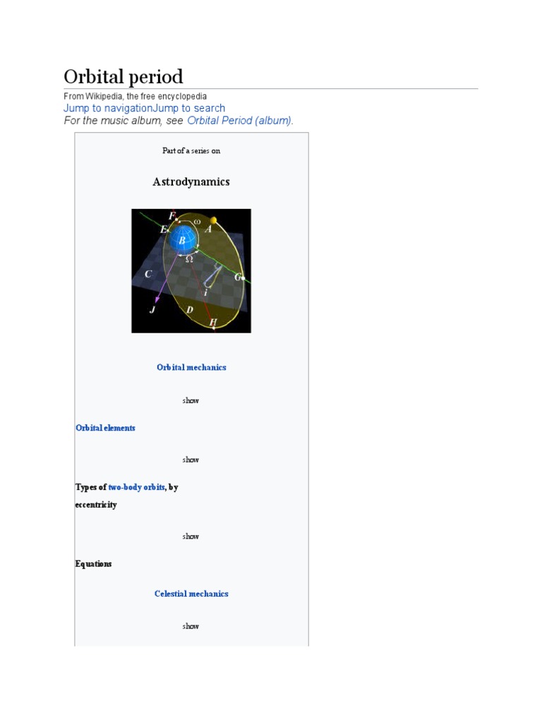 Orbital Period: Astrodynamics | PDF | Orbit | Spacetime