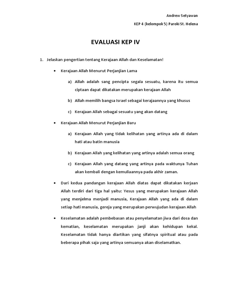Andrew Setyawan - Evaluasi KEP 4 | PDF