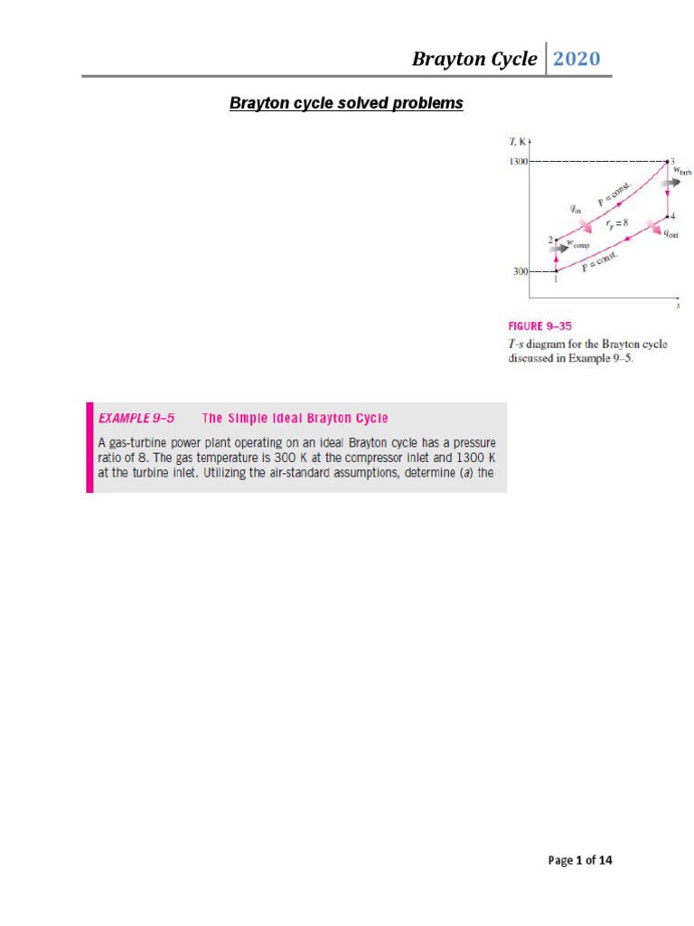 Brayton Cycle Solved Problems 2020 | PDF