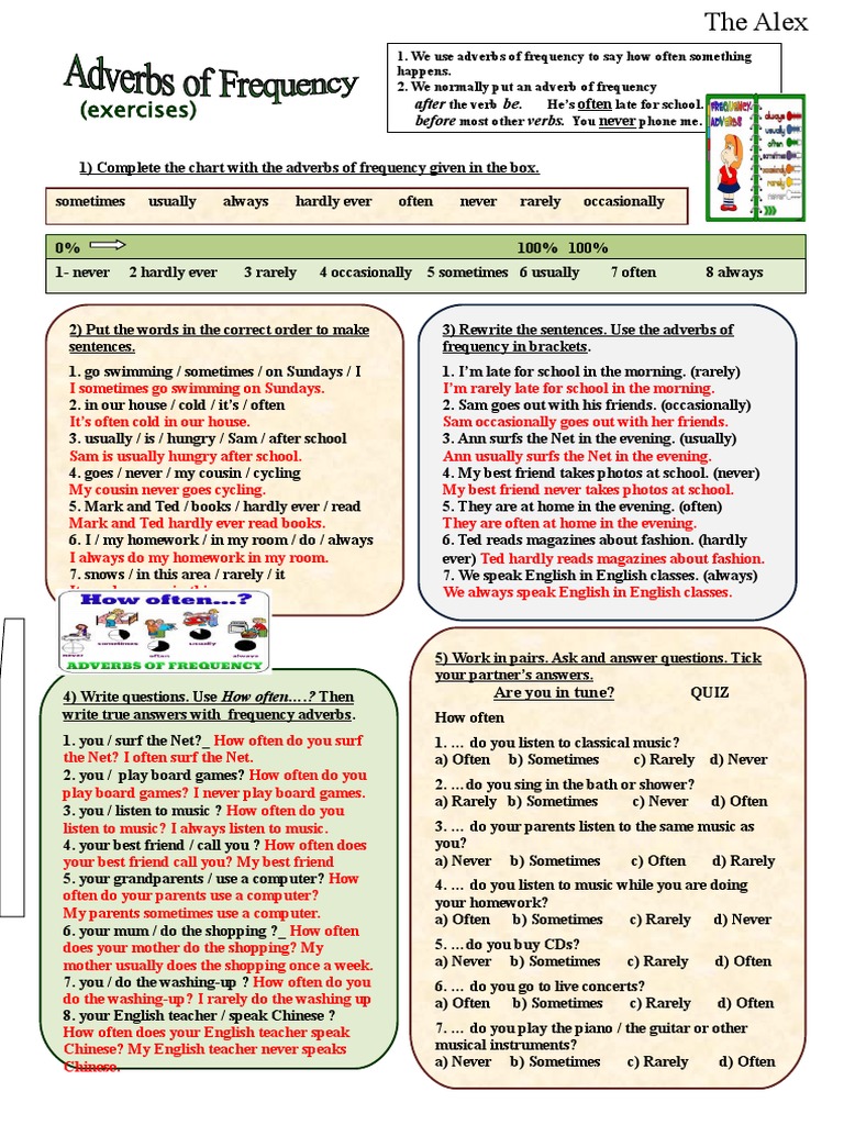 Adverbs of Frequency Exercises | PDF | Adverb | Syntactic Relationships