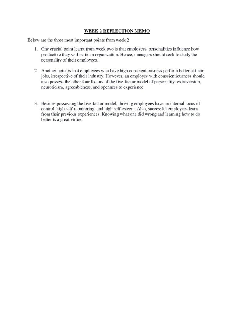 Week 2 Reflection Memo | PDF