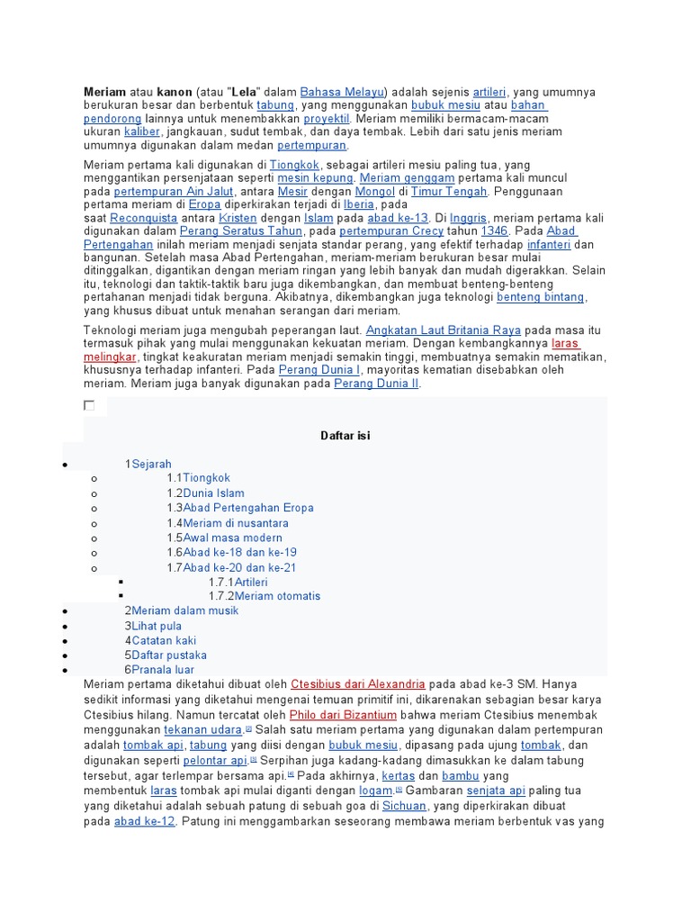 Sejarah dan Evolusi Meriam | PDF | Sejarah
