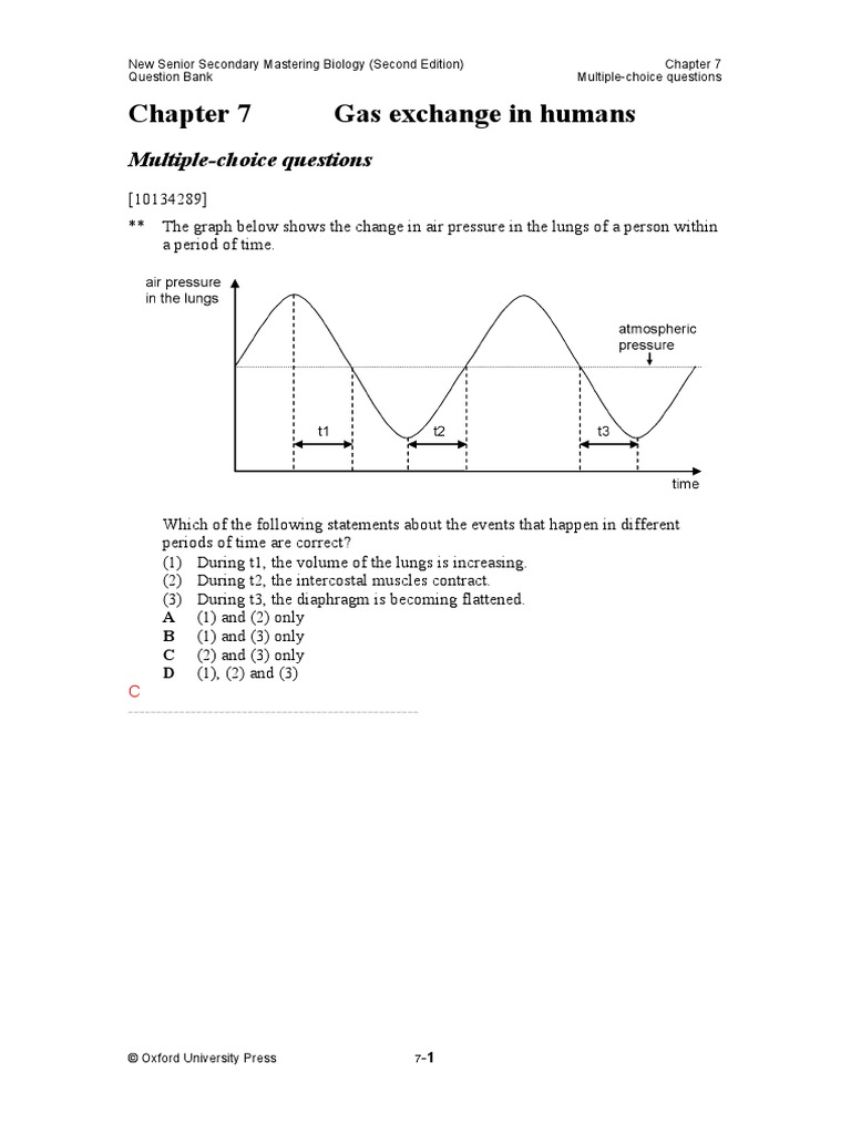 Gas Exchange in Humans: Multiple-Choice Questions | Download Free PDF ...