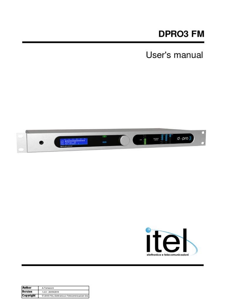 User's Manual: Dpro3 FM | PDF | Equalization (Audio) | Sound Technology