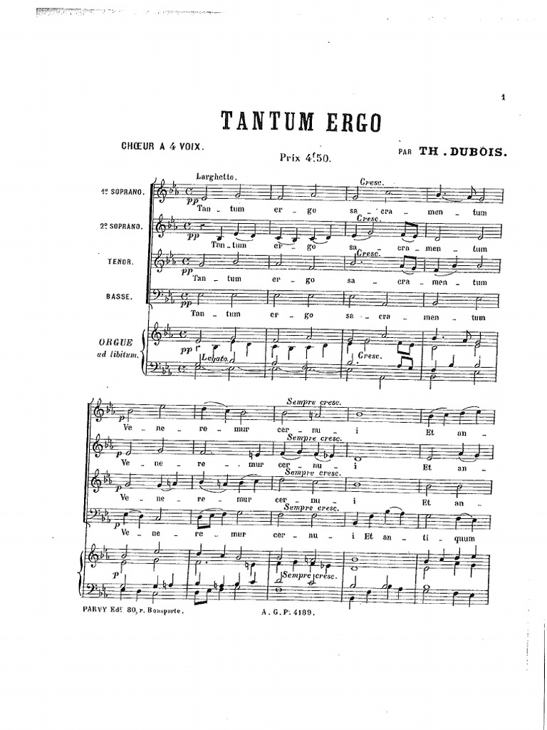 DUBOIS Tantum Ergo | PDF