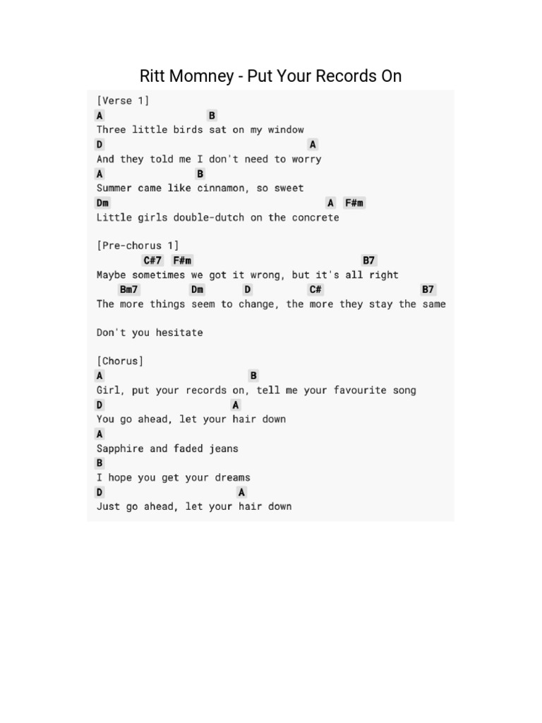 Ritt Momney Put Your Records On | PDF
