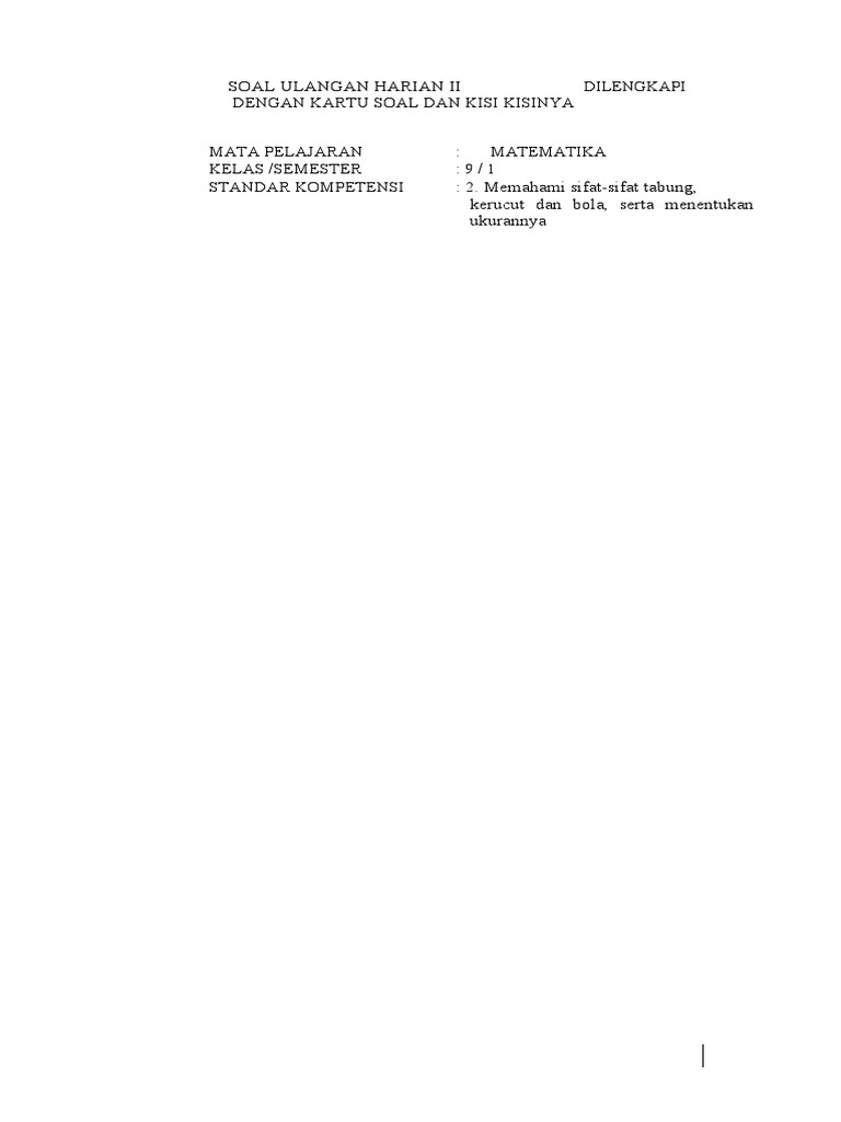 Kisi Kisi Sasri MTK Kls 9 | PDF | Metode & Bahan Ajar