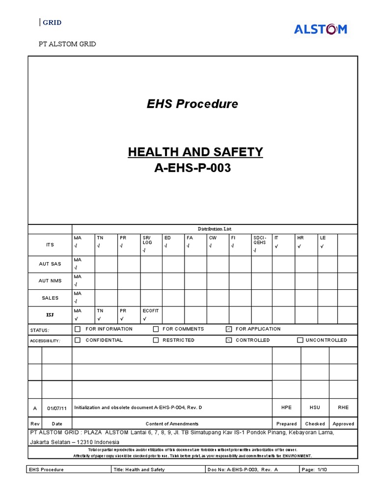 A-EHS-P-003 Health and Safety, Rev. A | Download Free PDF | Forklift | Workplace