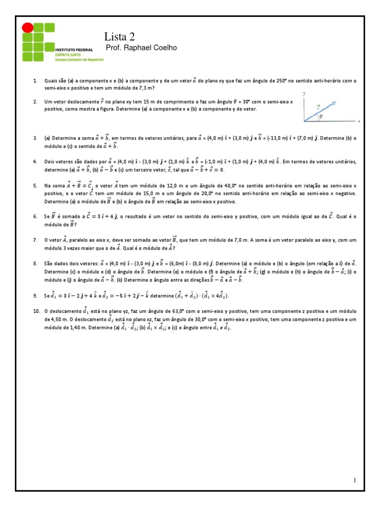 Lista 2 | PDF | Vetor euclidiano | Álgebra linear