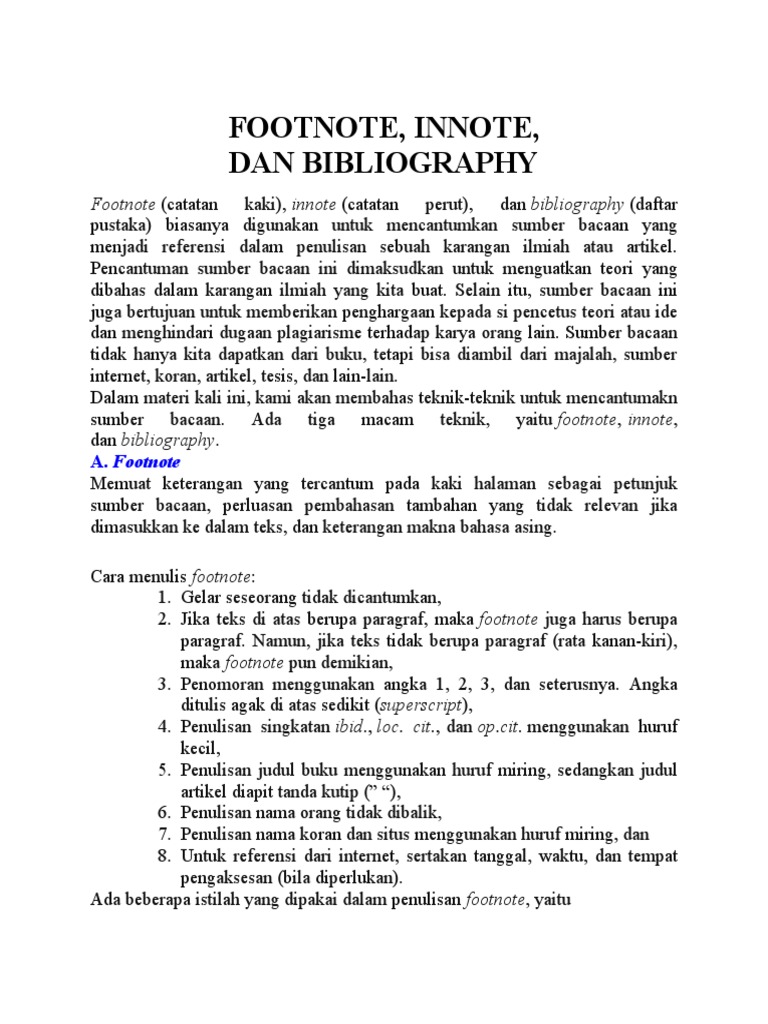 Teknik Penulisan Footnote dan Innote | PDF