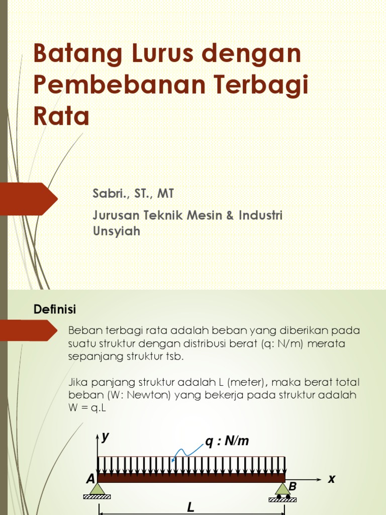 WEEK 9-Beban Terbagi Rata | PDF | Bending | Beam (Structure)