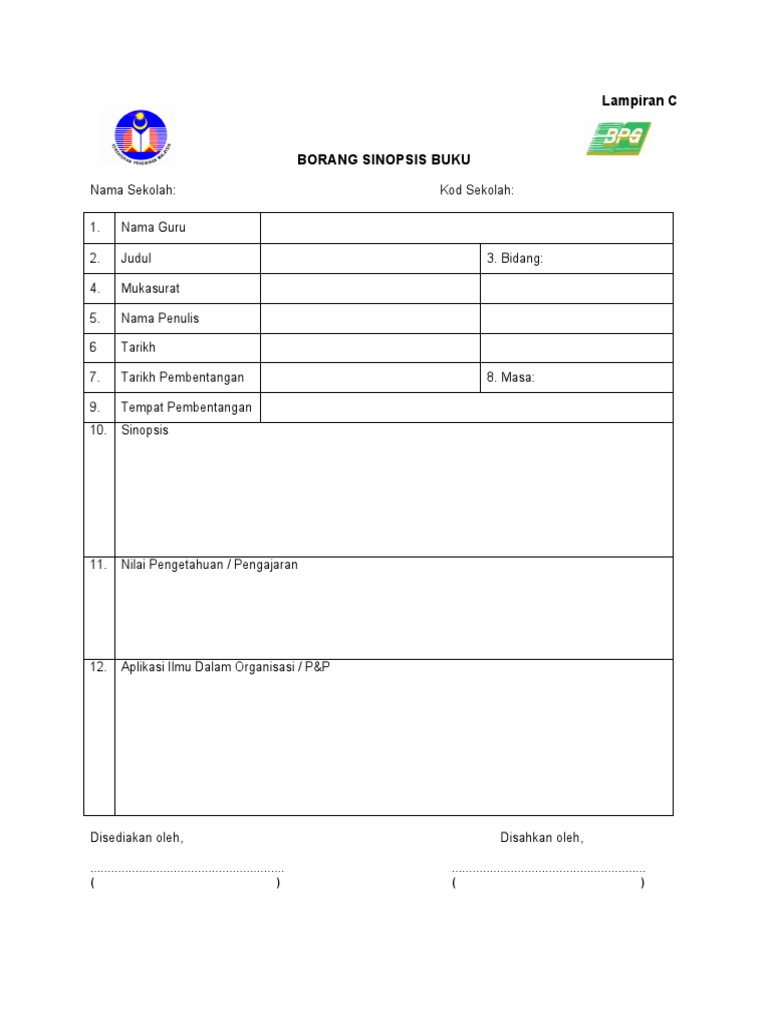 Borang Sinopsis Buku LADAP | PDF