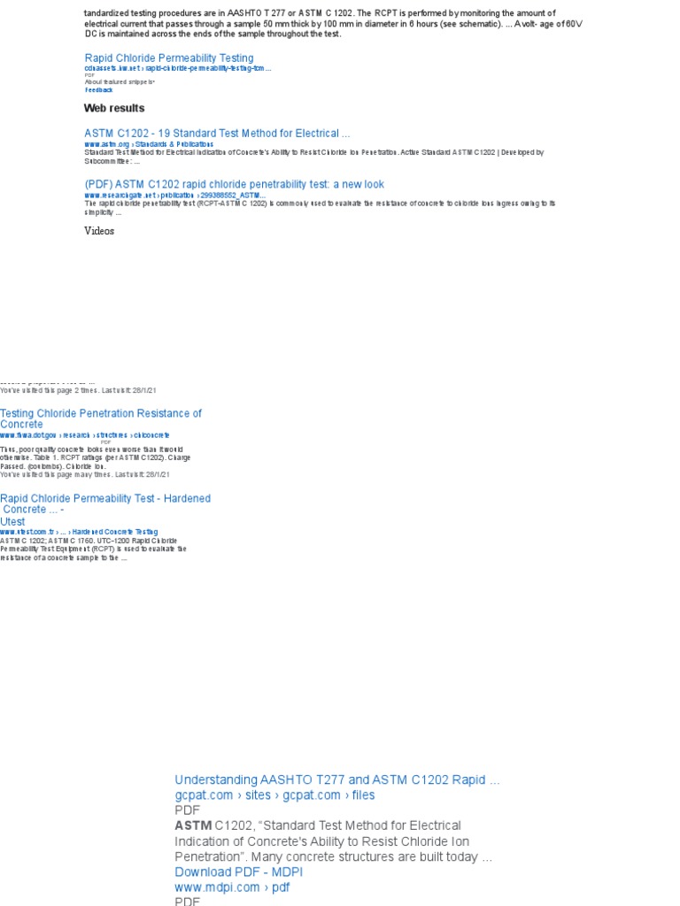 RCPT Procedure and Standards | PDF | Chemistry | Nature