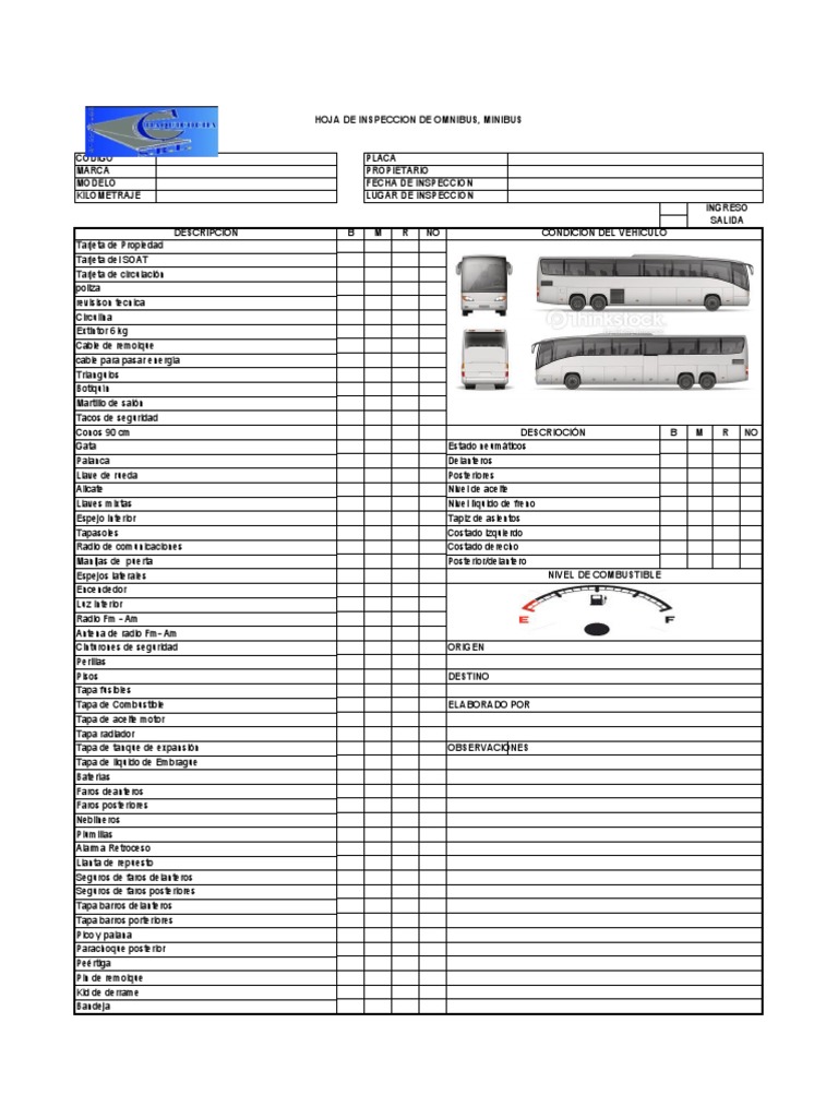 Checklist - OMNIBUS | PDF | Autobús | Transmisión (Mecánica)
