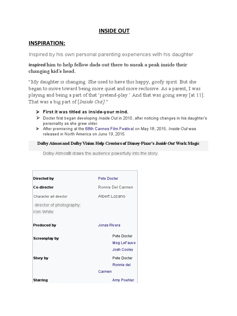 Inside Out Inspiration:: Inspired by His Own Personal Parenting ...