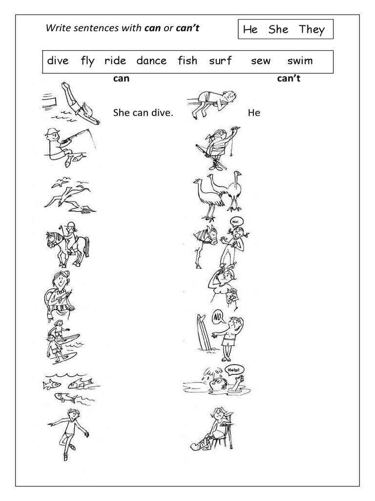 Write Sentences With Can and Cant 1403 | PDF | Foreign Language Studies