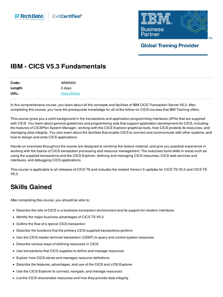 IBM - CICS V5.3 Fundamentals: View Online | PDF | System Software ...