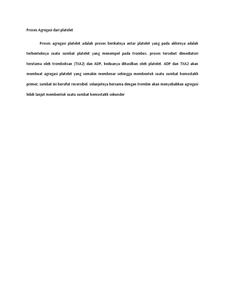 Proses Agregasi Dari Platelet | PDF