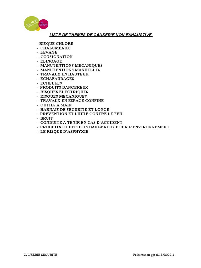 Causerie Securite | PDF