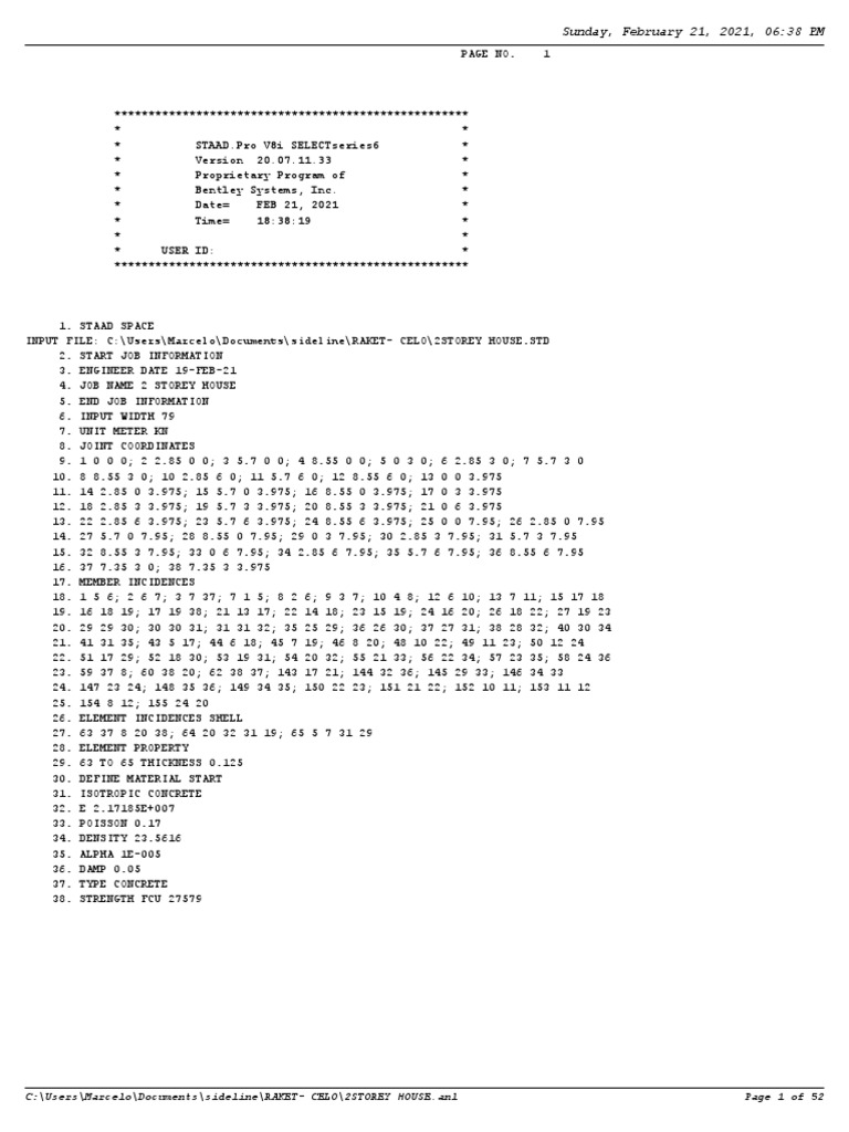 2 Storey - Staad Analysis | PDF | Economic Sectors | Continuum Mechanics