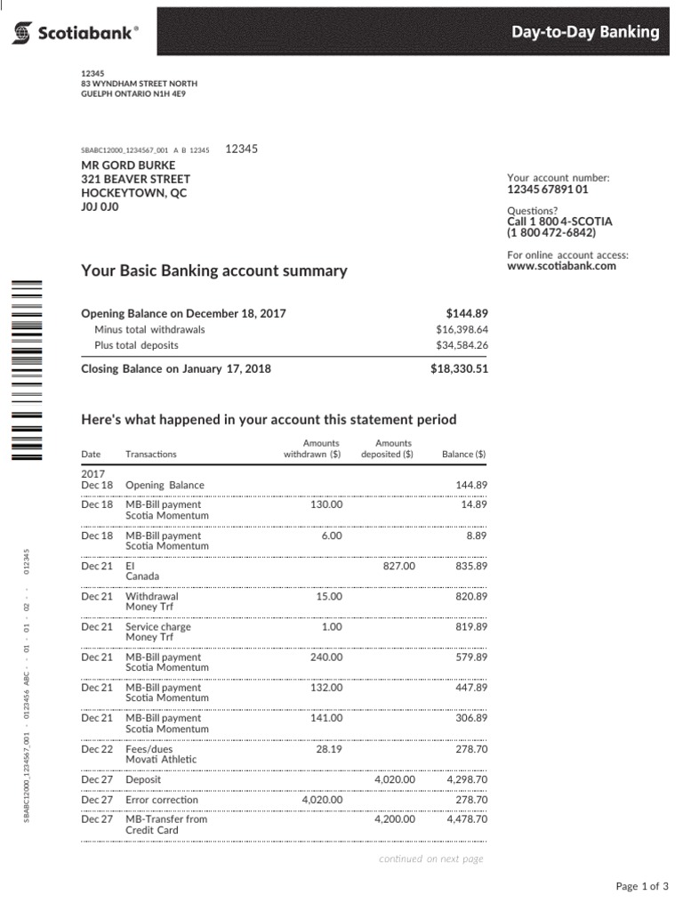Scotiabank Statement | PDF | Payments | Financial Transaction