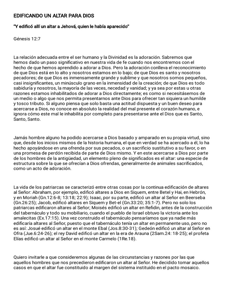 Edificando Un Altar para Dios | PDF | Jacob | Dios
