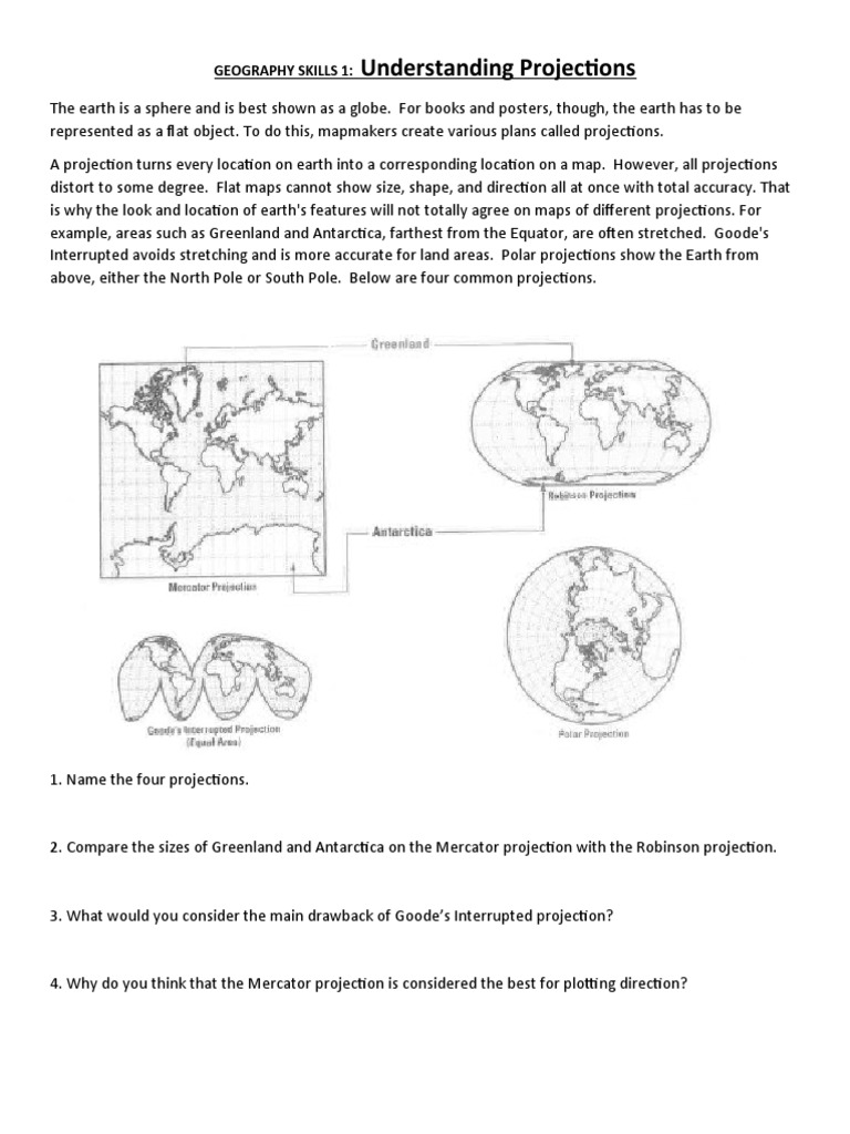 Understanding Projections: Geography Skills 1 | PDF