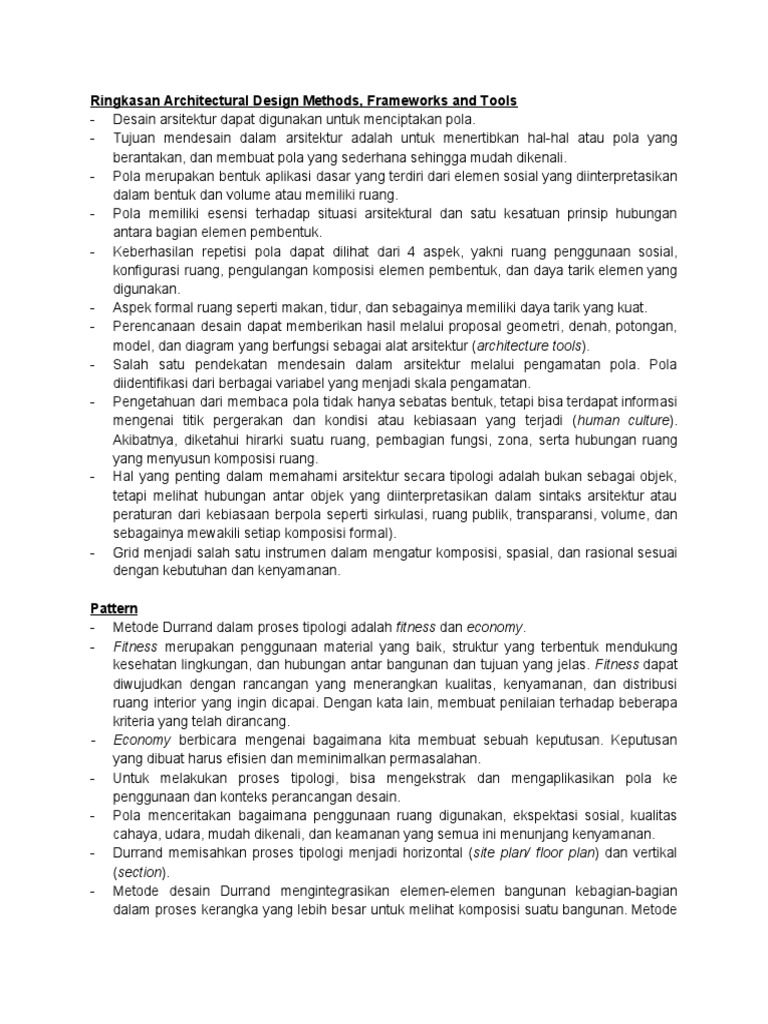 Ringkasan Architectural Design Methods, Frameworks and Tools | PDF