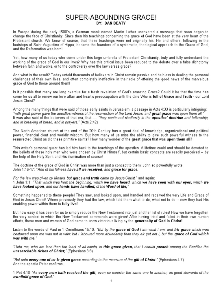 GRACE-SUPER-ABOUNDING (Dan Beaty) | PDF | Grace In Christianity | Resurrection Of Jesus