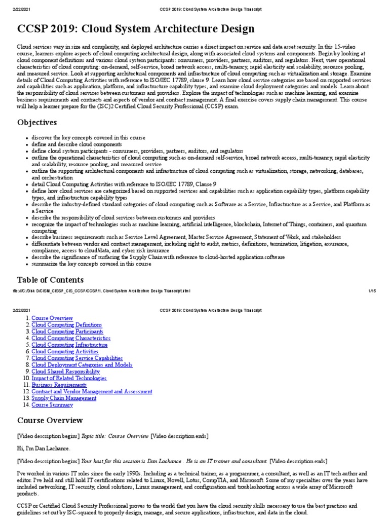CCSP 2019 - Cloud System Architecture Design | PDF | Virtualization | Cloud Computing