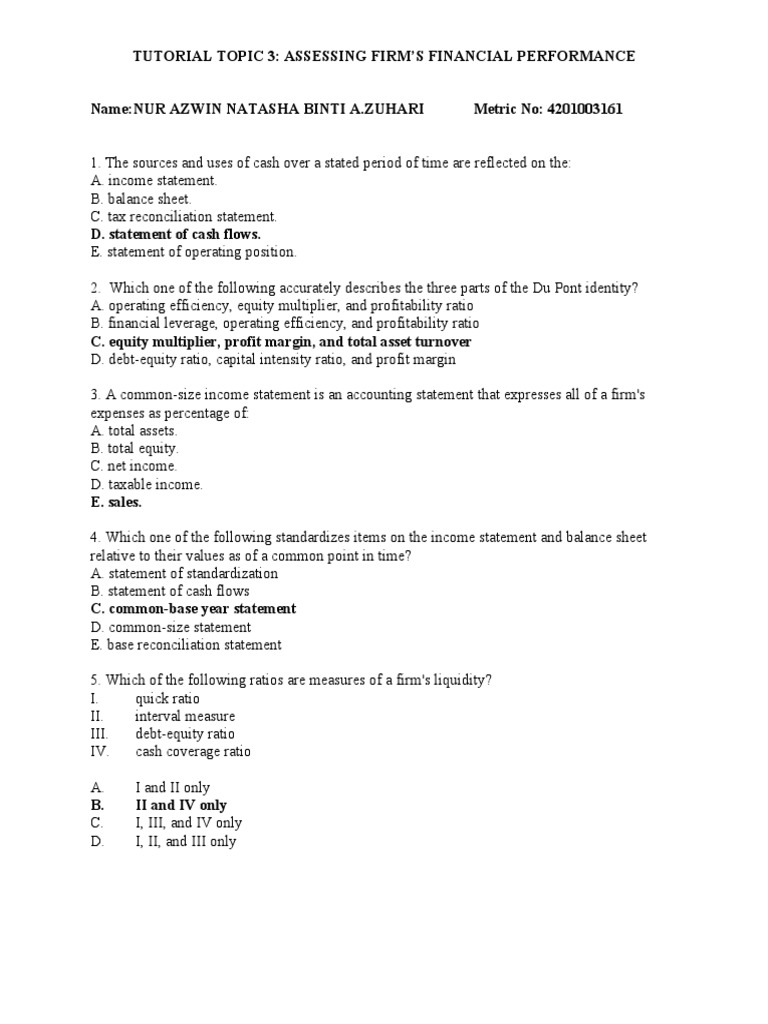 A142 Tutorial Topic 3 08.12.2020 | PDF | Equity (Finance) | Leverage ...
