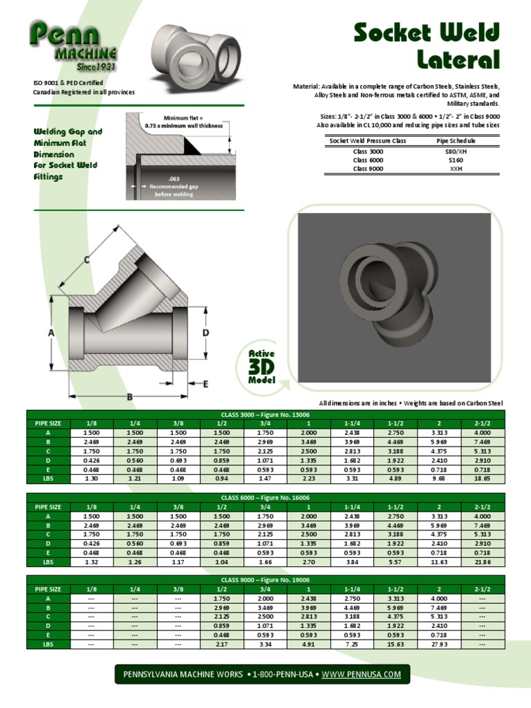 Socket Weld Lateral | PDF | Pipe (Fluid Conveyance) | Building Materials