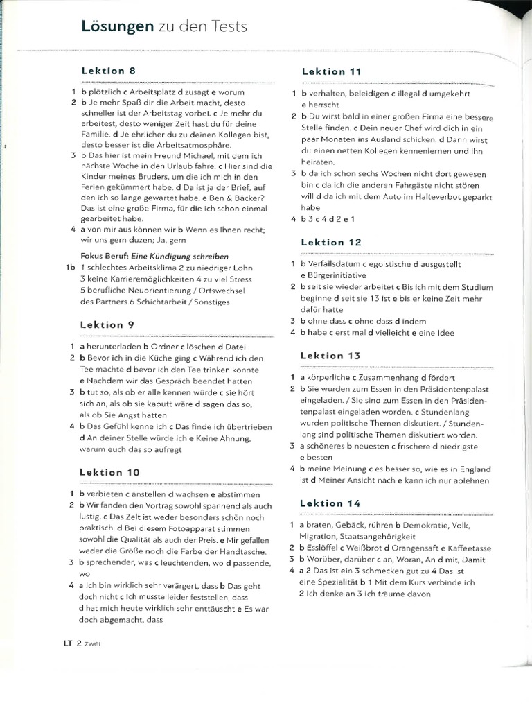 Schritte B1.2 Lösungen Zu Den Tests | PDF