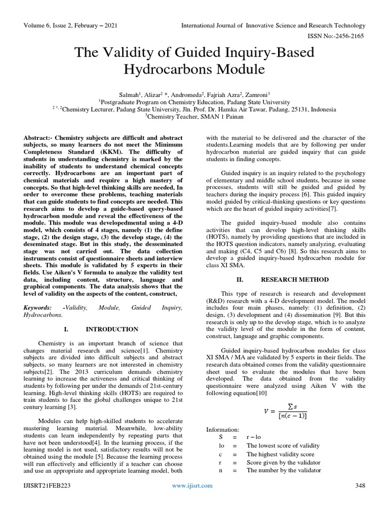 The Validity of Guided Inquiry-Based Hydrocarbons Module | PDF | Inquiry Based Learning ...
