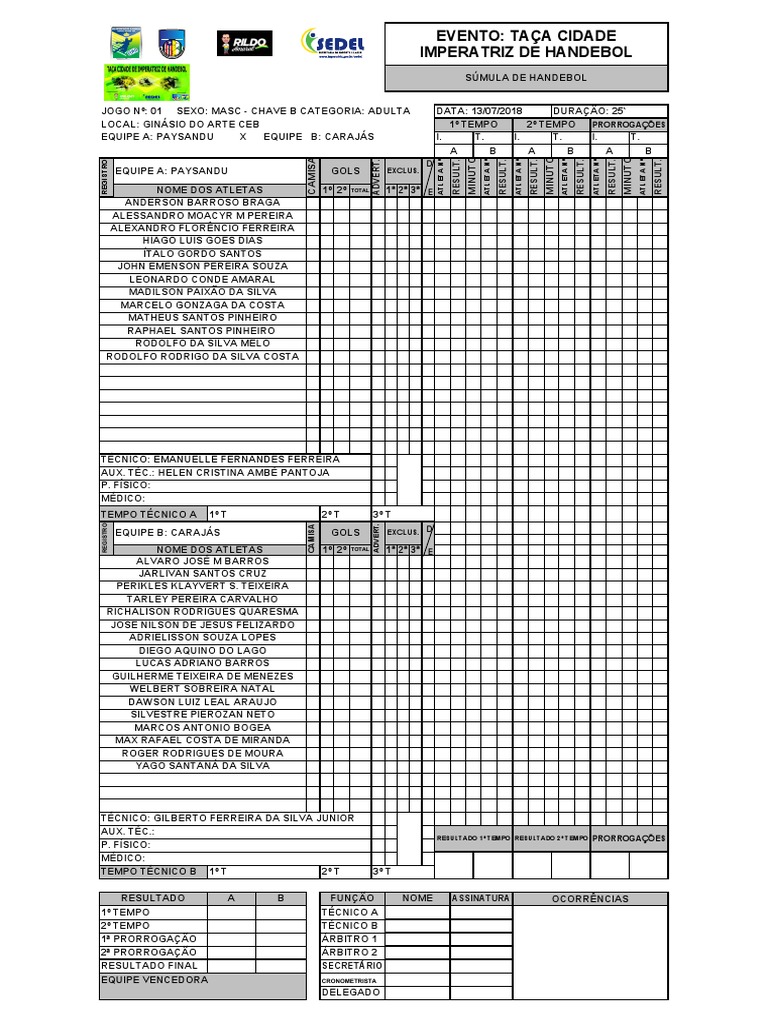 Súmulas de Handebol | PDF | Esportes | Lazer