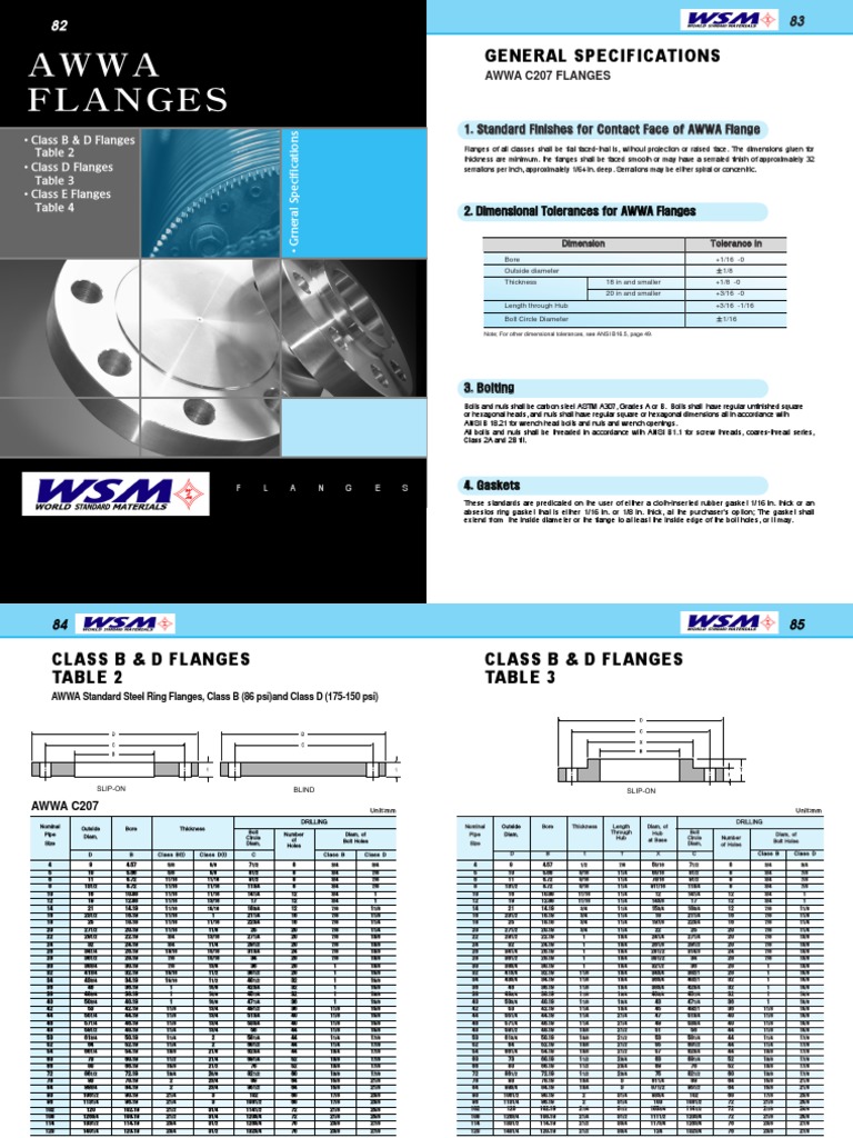 Awwa Flanges: General Specifications | PDF | Screw | Nut (Hardware)