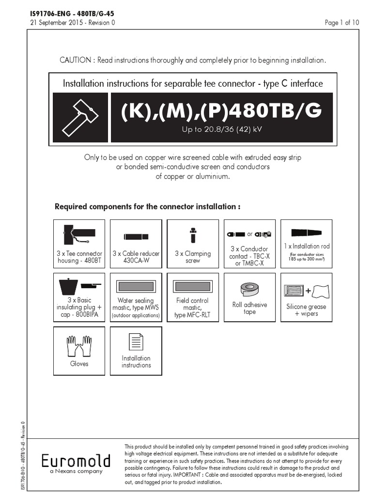 (K), (M), (P) 480TB/G: Installation Instructions For Separable Tee ...