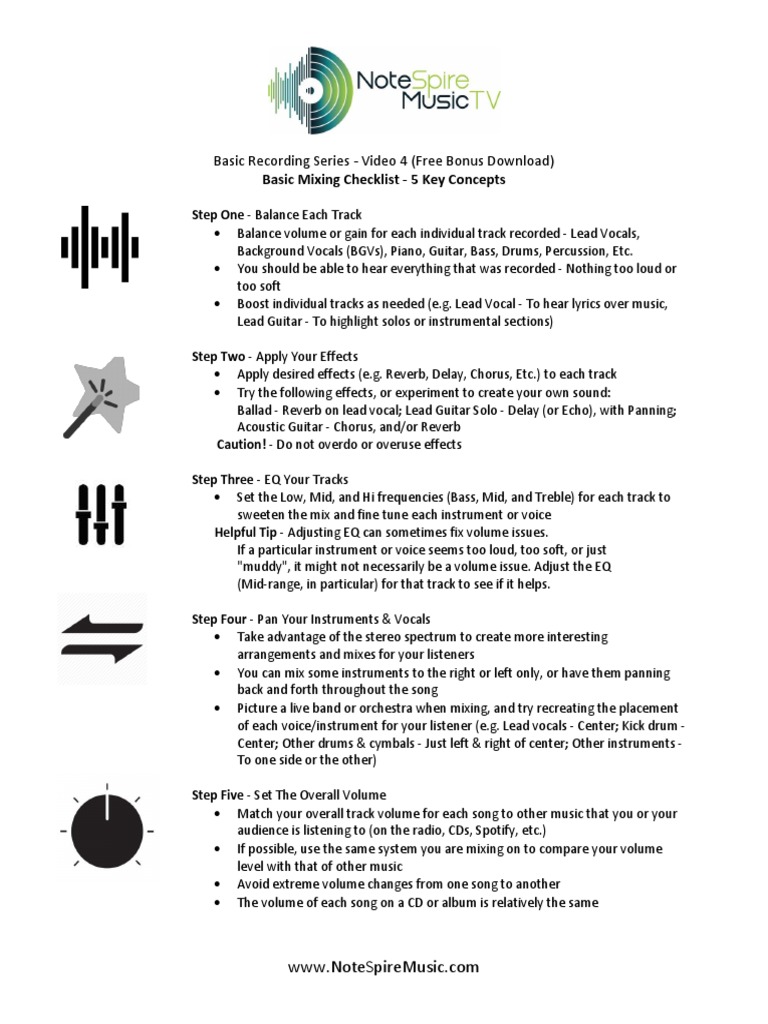 Basic Mixing Checklist: 5 Key Steps | PDF | Art