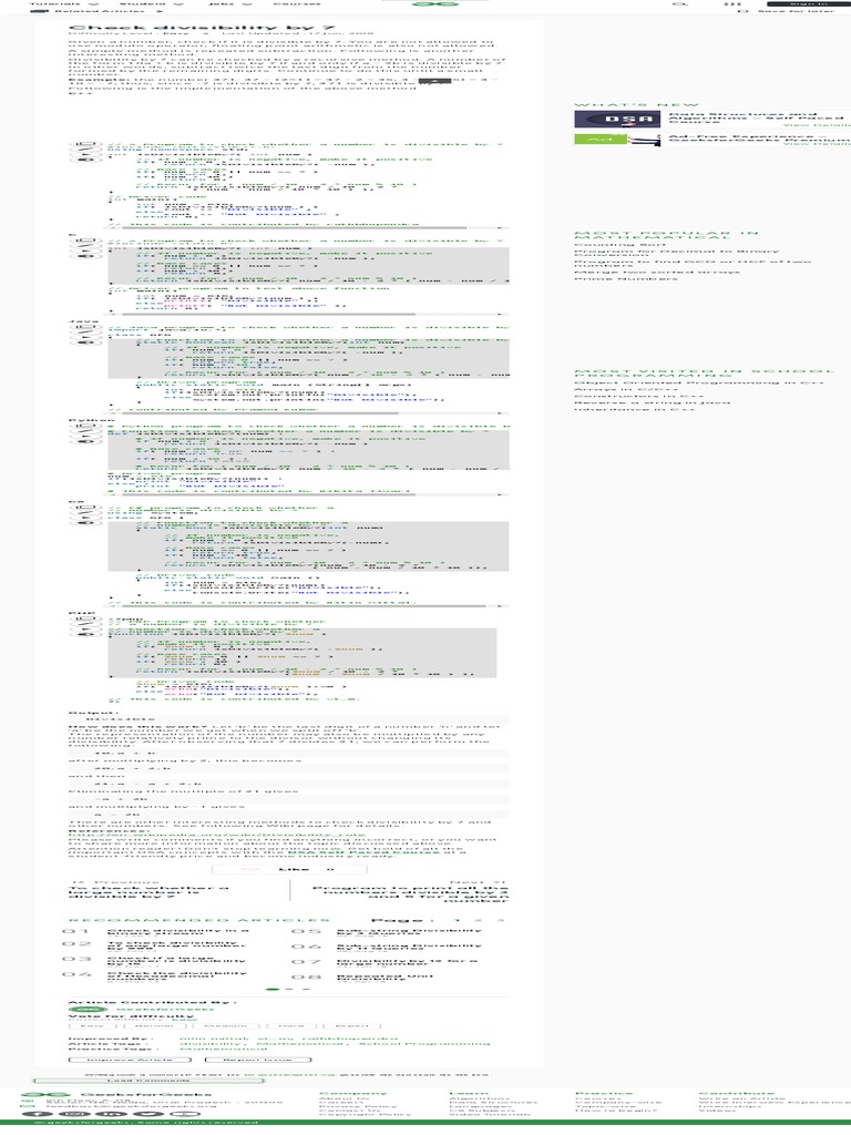 Check Divisibility by 7 | PDF | C++ | Programming Paradigms