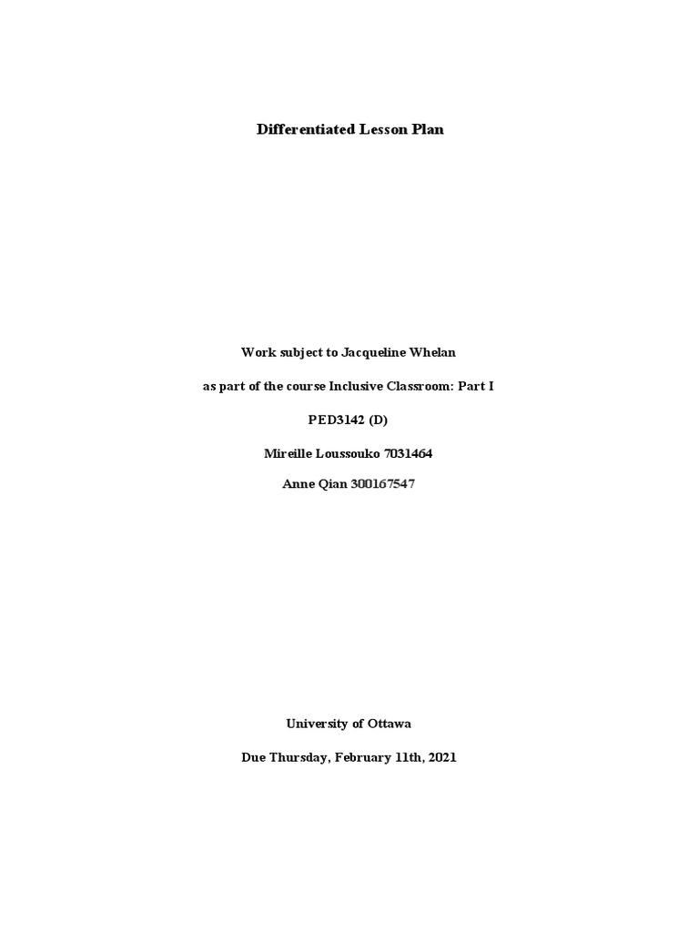 Differentiated Lesson Plan | PDF | Lesson Plan | Learning