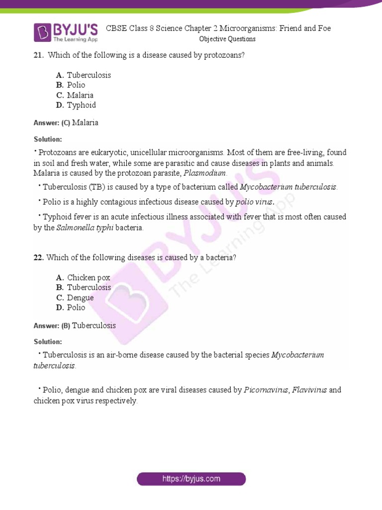 CBSE Class 8 Science Chapter 2 Microorganisms Friend and Foe Objective ...
