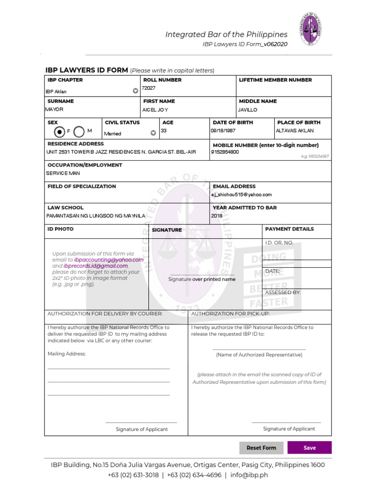 IBP Lawyers ID Form | PDF | Business