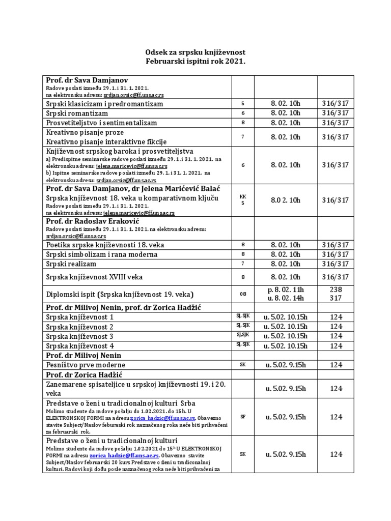 OAS Srpska Knjizevnost | PDF