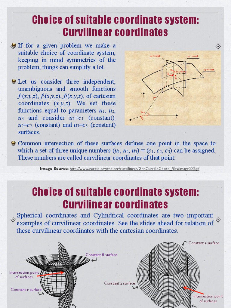 Choice of Suitable Coordinate System: Curvilinear Coordinates | PDF ...